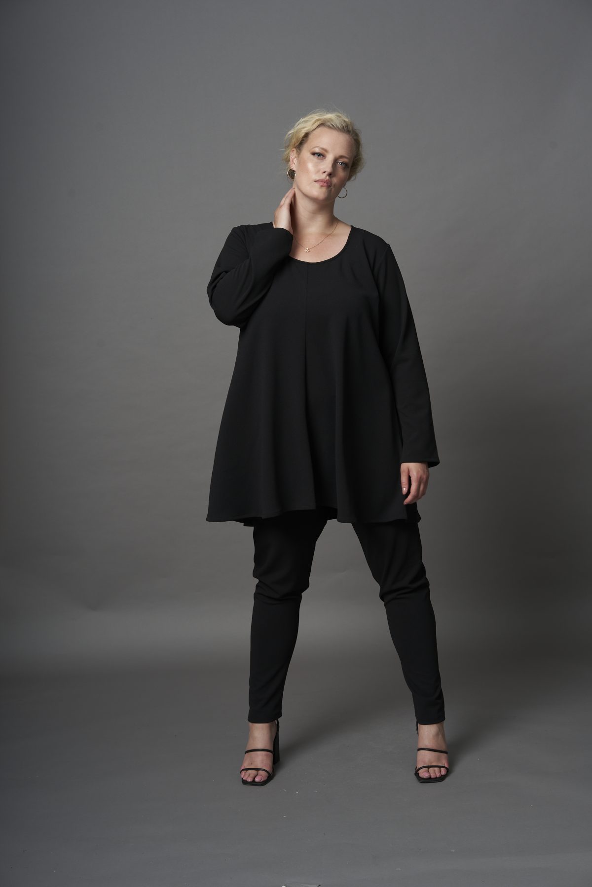 Zoe Black Long Sleeve Flared Top - Plus Size Clothing